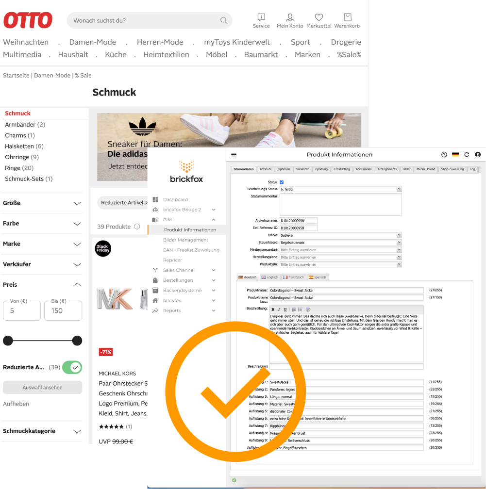 H&M interface - brickfox - Your marketplace backend